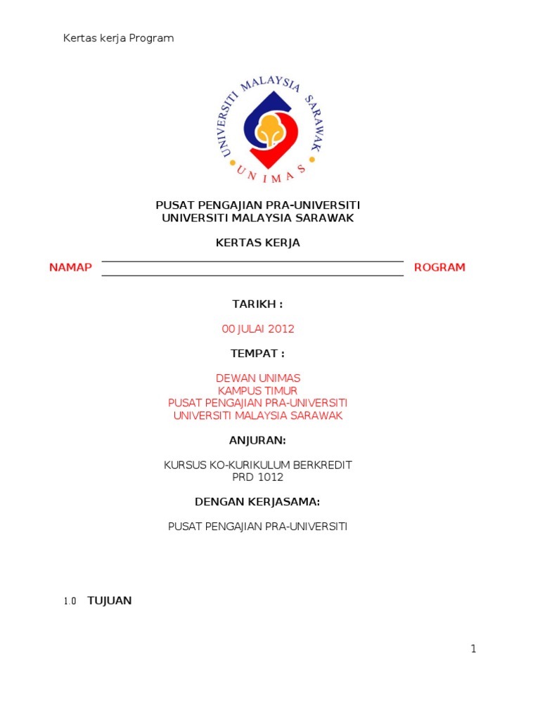 Template Kertas Kerja - PRD1012 | PDF