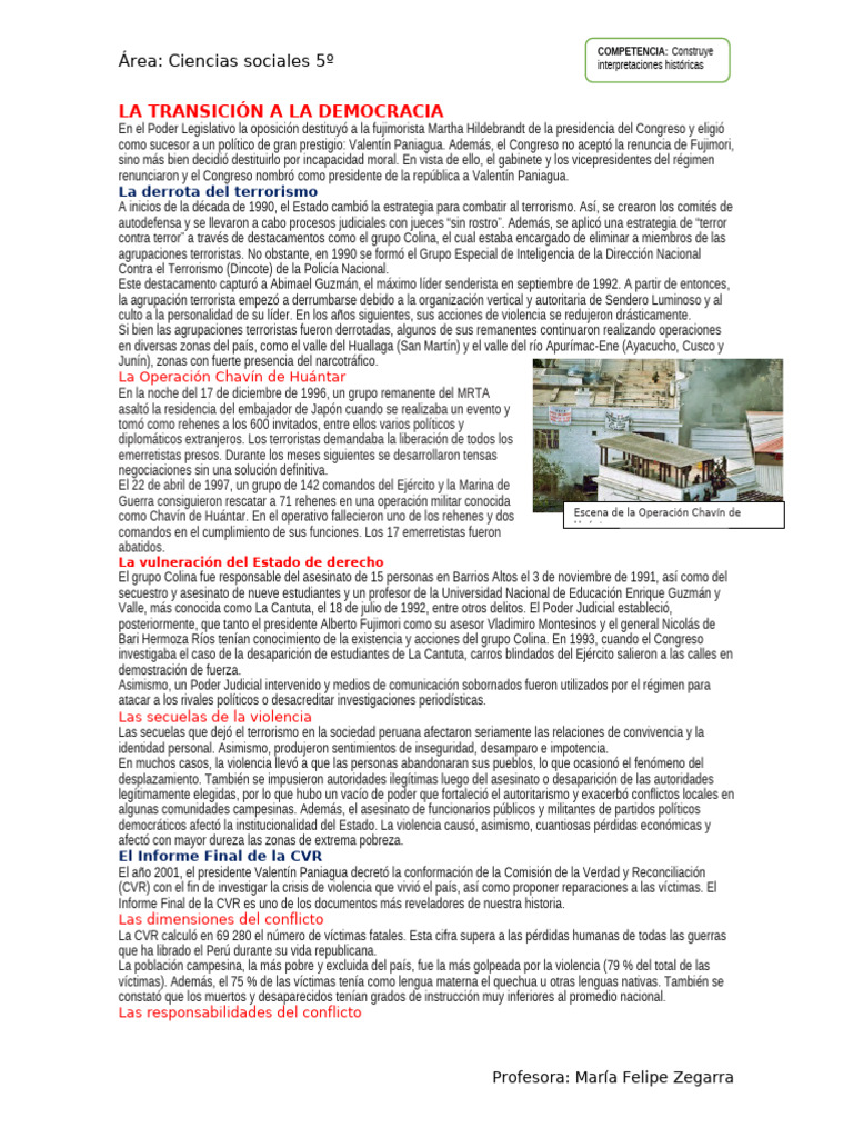 Transición a La Democracia | PDF | Perú | Gobierno