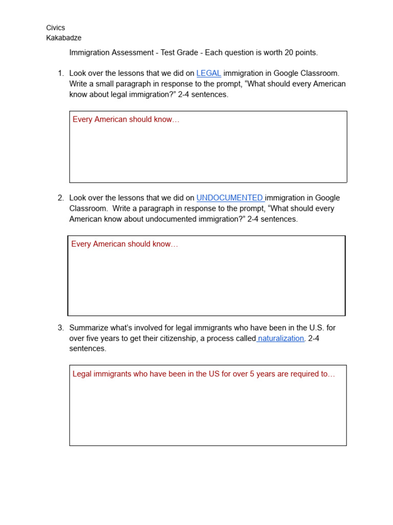 Immigration Reflection - Assessment PDF | PDF | Mexico–United States ...