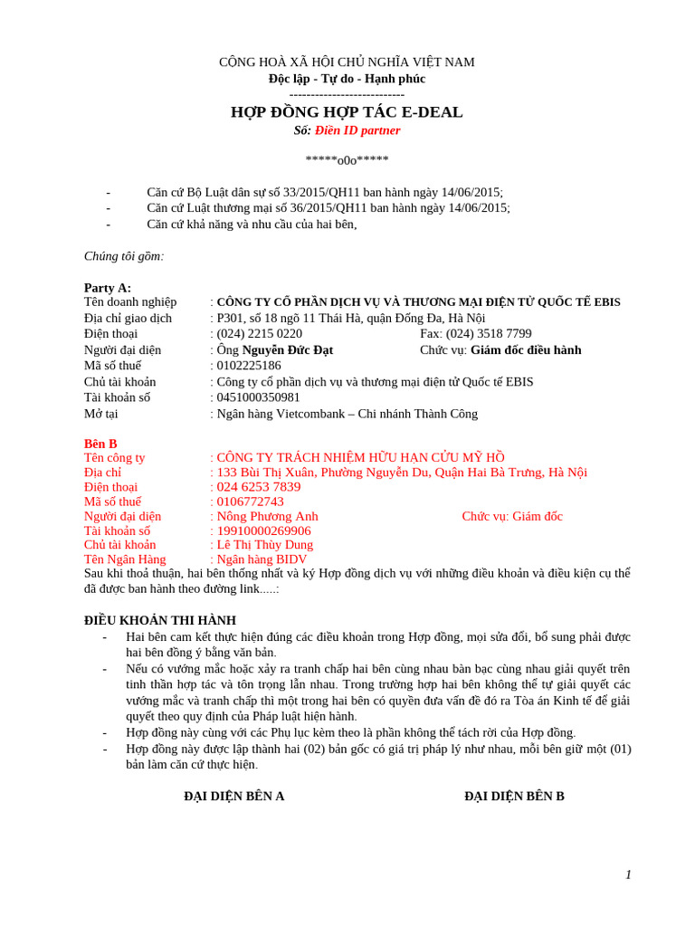 Mẫu 5 template hợp đồng-1 | PDF