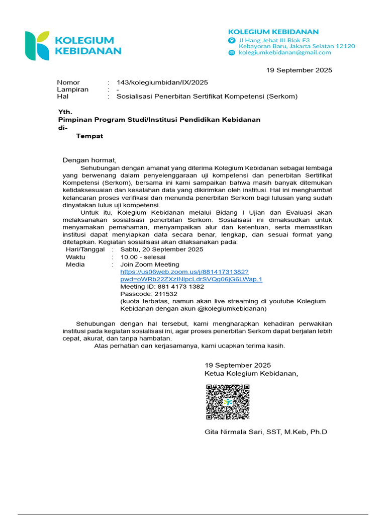 Sosialisasi Penerbitan Sertifikat Kompetensi (Serkom) - Preview | PDF