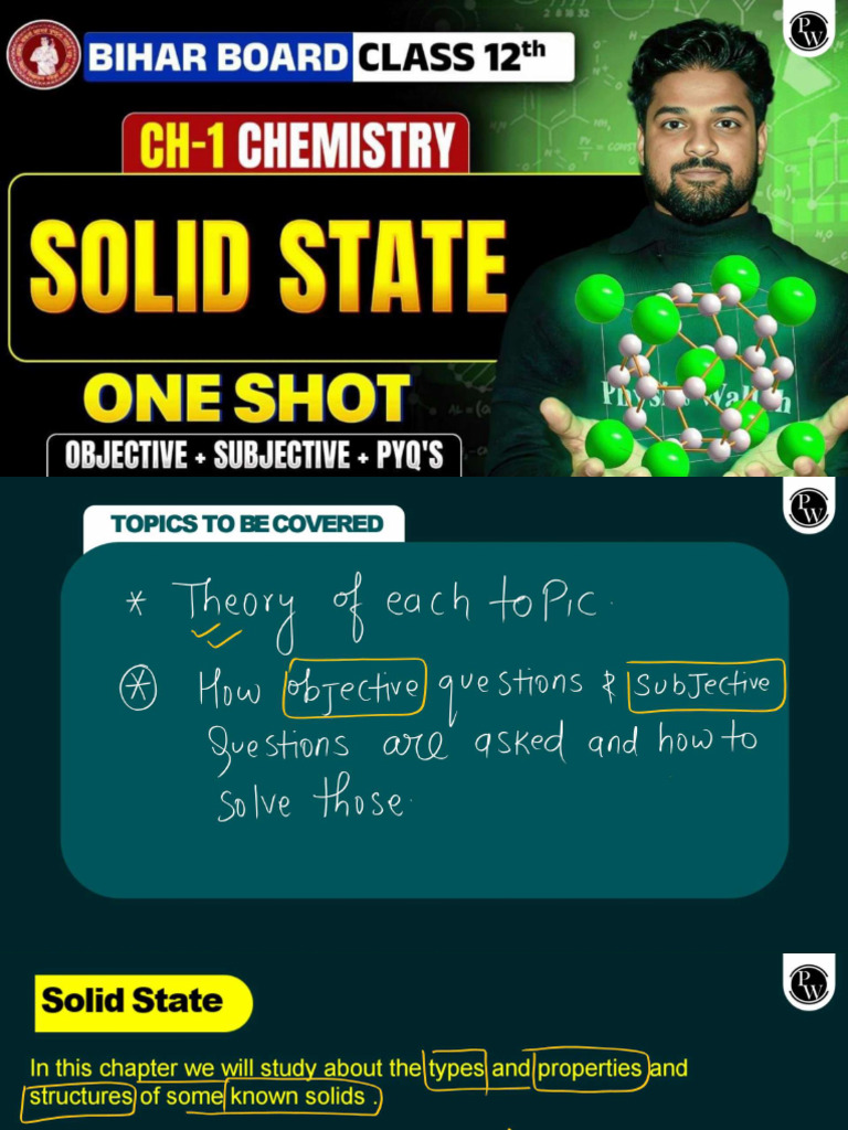 Chemistry Solid State One Shot by Aditya Sir | PDF