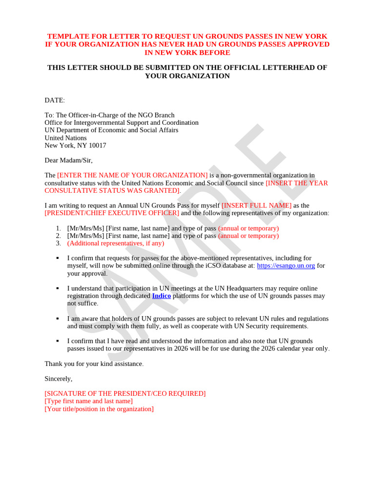 Sample for UN Grounds Pass | PDF
