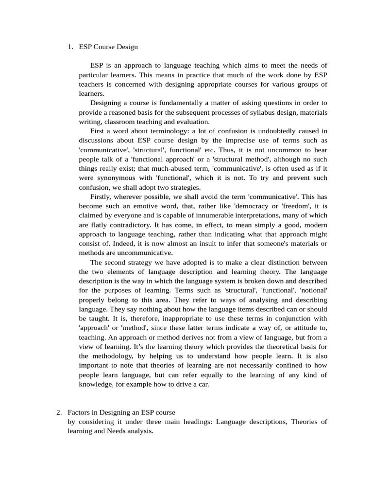 ESP Course Design Rika | PDF | Learning | Cognitive Science