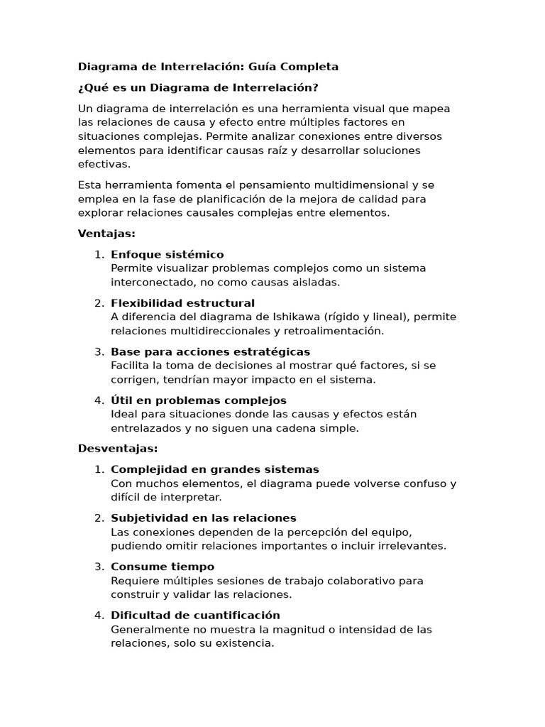 Contenido de Diagrama de Interrelaciones | PDF