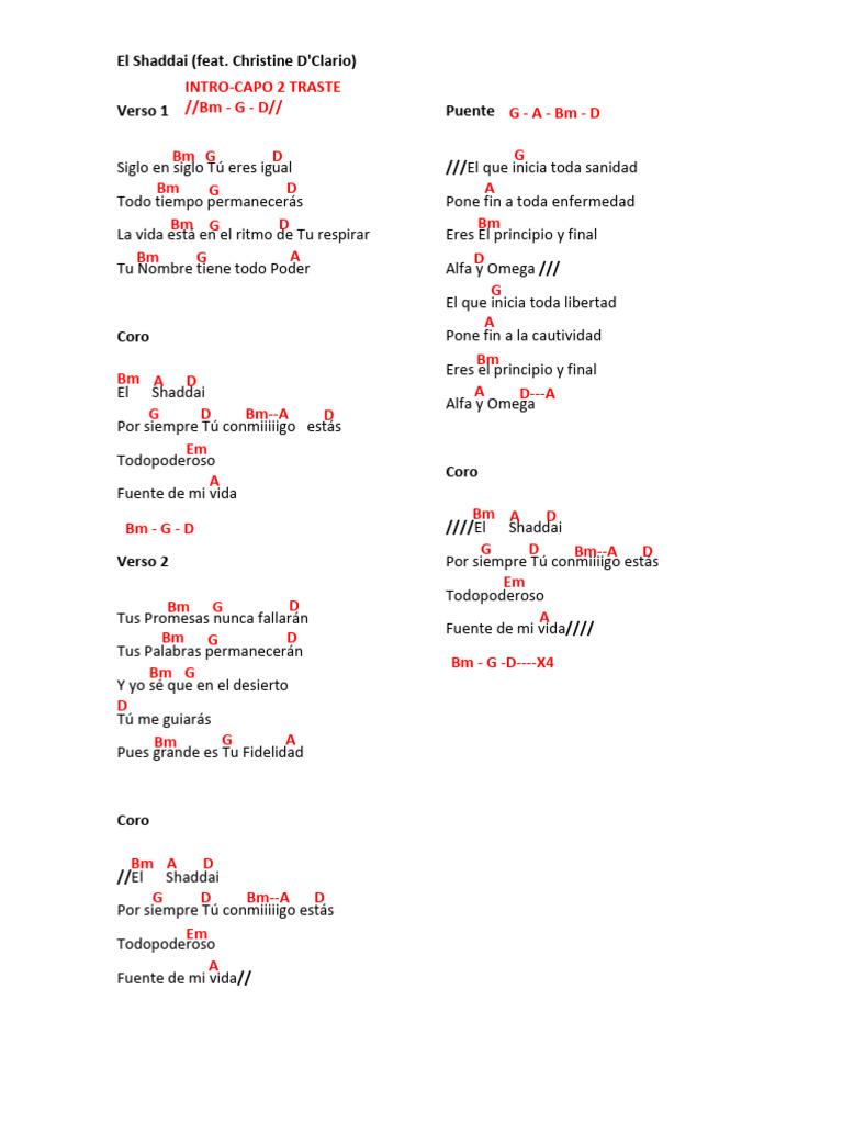 El Shaddai (Feat. Christine D'Clario)_064111 | PDF