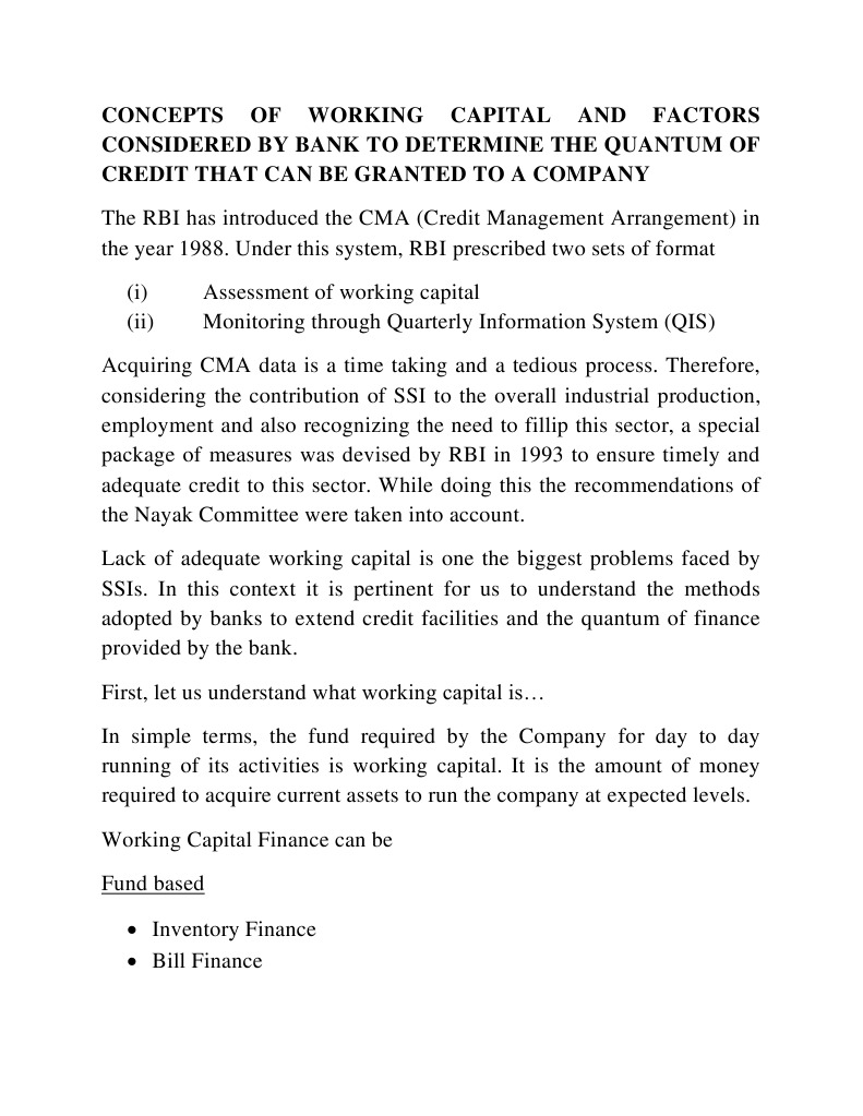 Working Capital Requirement | PDF | Working Capital | Revenue