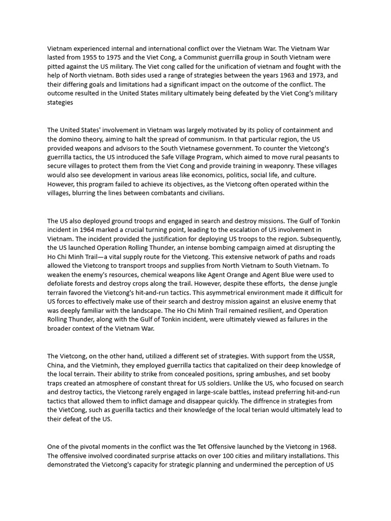 New Vietnam War Essay | PDF | Vietnam War | Viet Cong