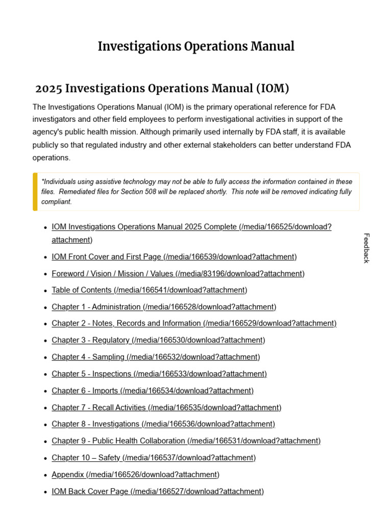 Investigations Operations Manual - FDA | PDF