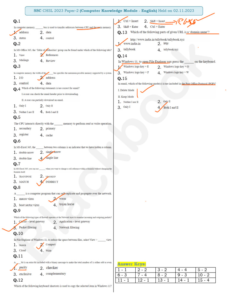 SSC CHSL 2023 Tier II Computer Eng Version 2 Sets in Mock Format | PDF ...