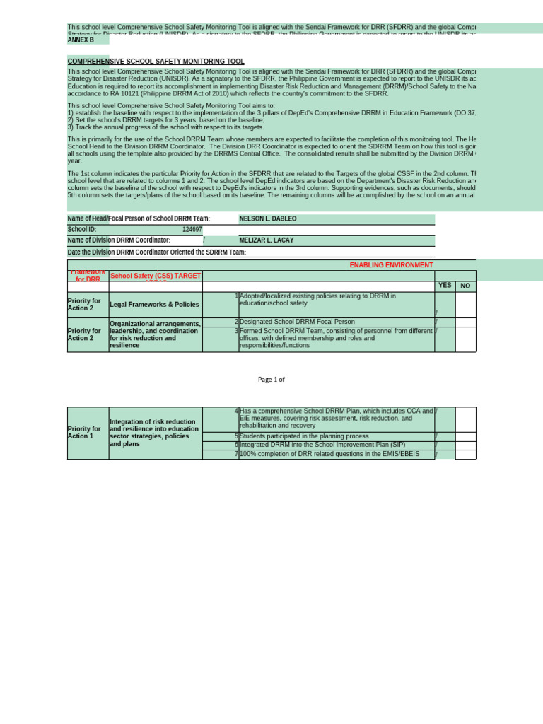 CSS Monitoring Tool Template | PDF | Disaster Risk Reduction | Risk ...