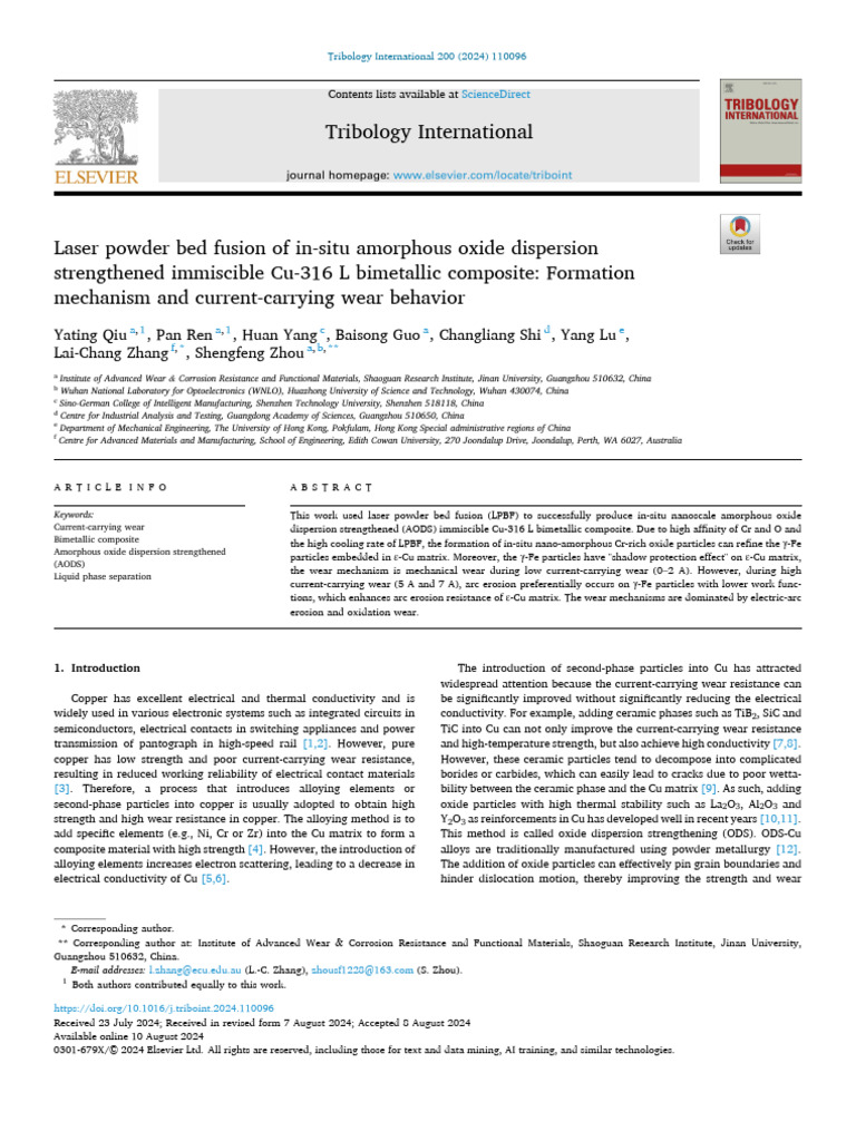 Laser Powder Bed Fusion of in Situ Amorphous Oxide Dispersion 2024 ...