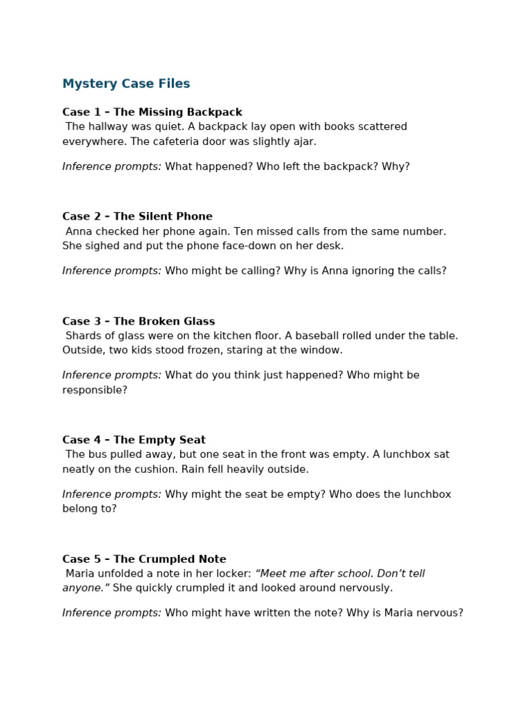 Mystery Case Inference | PDF