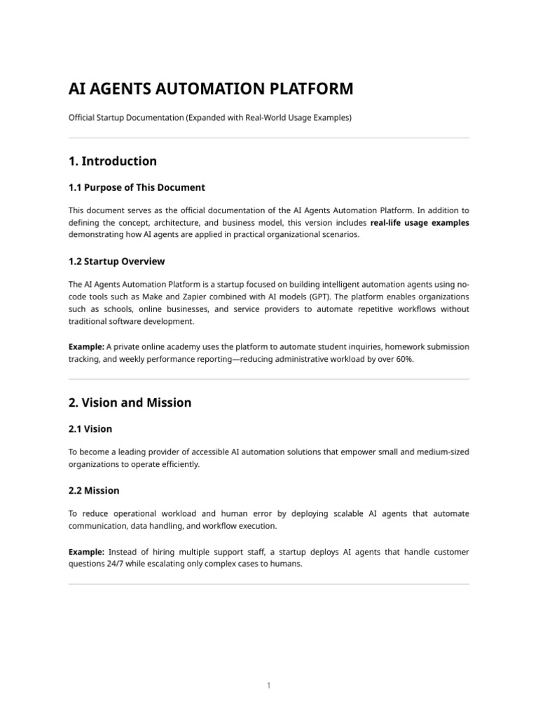 Ai Agents Automation Platform - Expanded With Real World Examples | PDF ...