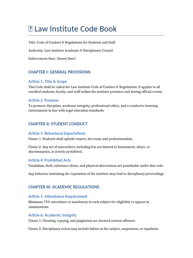 Law Institute Code Book Full | PDF | Academic Integrity | Plagiarism