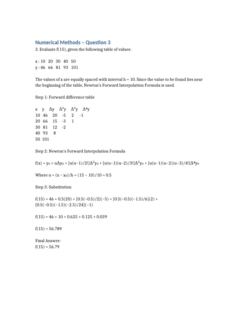 Numerical Methods Q3 | PDF