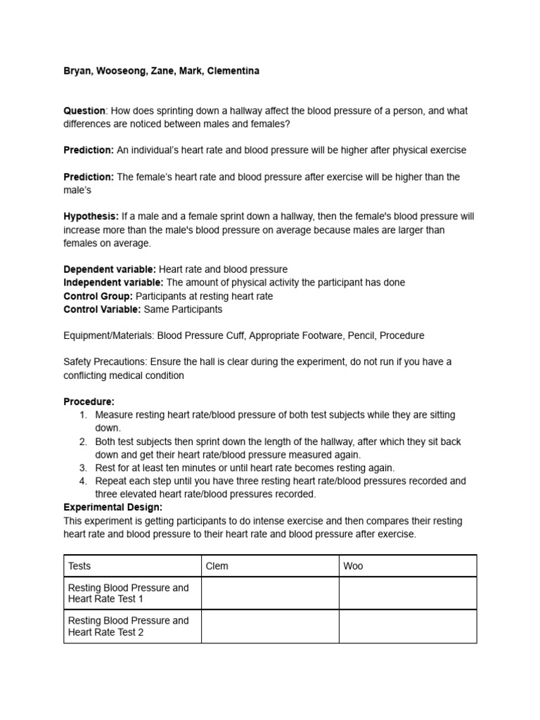 Bio Lab Question, Hypothesis, and Procedure | PDF