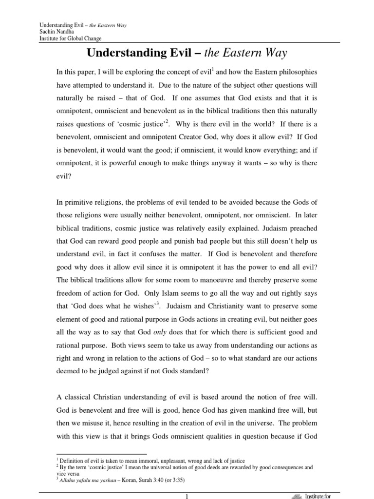 Understanding Evil - The Eastern Way | PDF | Karma | Problem Of Evil