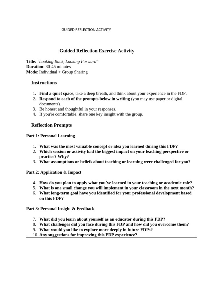 Guided Reflection Activity | PDF