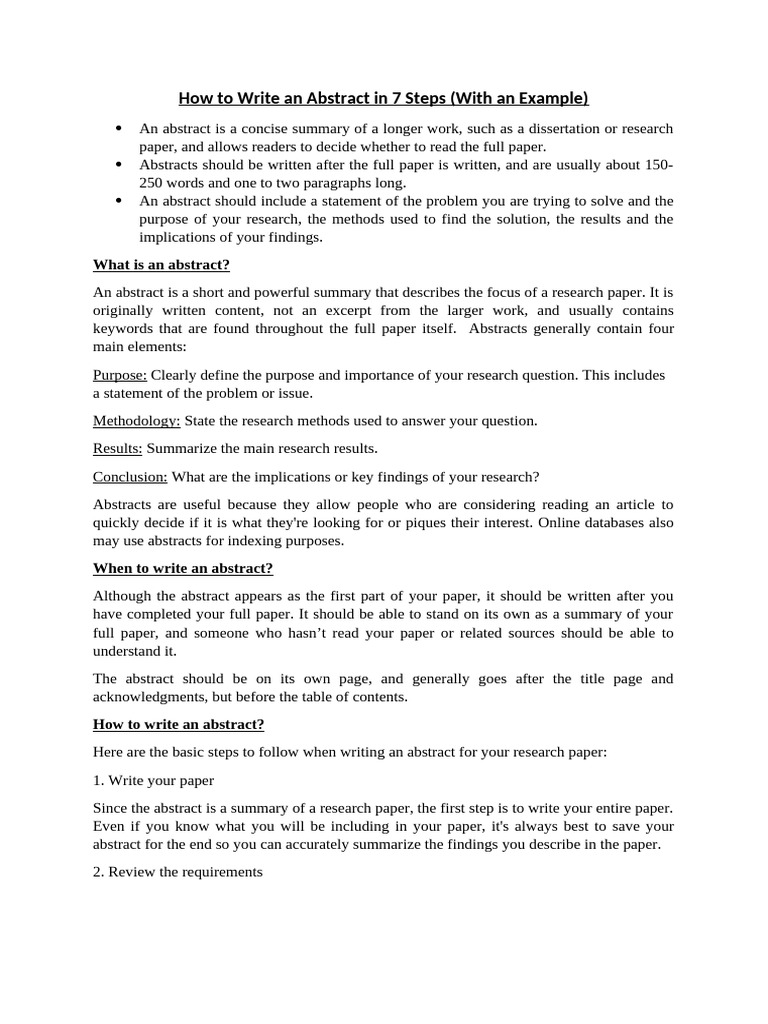 How To Write An Abstract in 7 Steps | PDF | Abstract (Summary) | Science