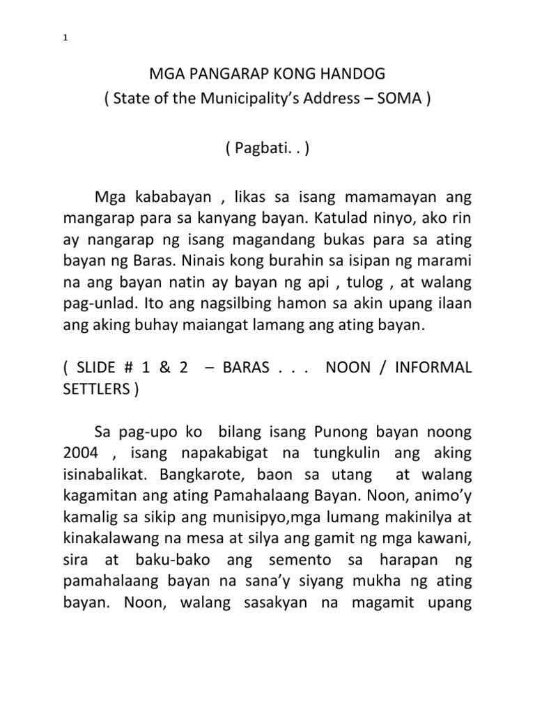 State of The Municipality Address 2012 | PDF
