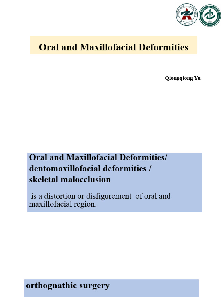 Oral and Maxillofacial Deformities | PDF