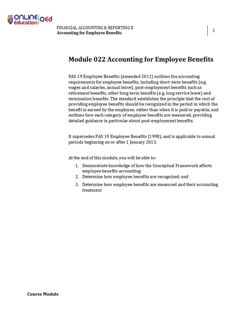 Week 11 (2) - Module 022 Accounting For Employee Benefits | PDF ...
