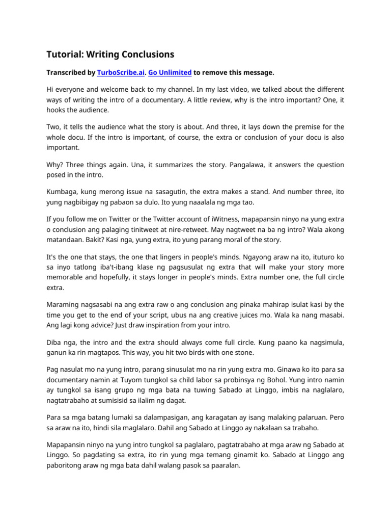 Tutorial_ Writing Conclusions | PDF