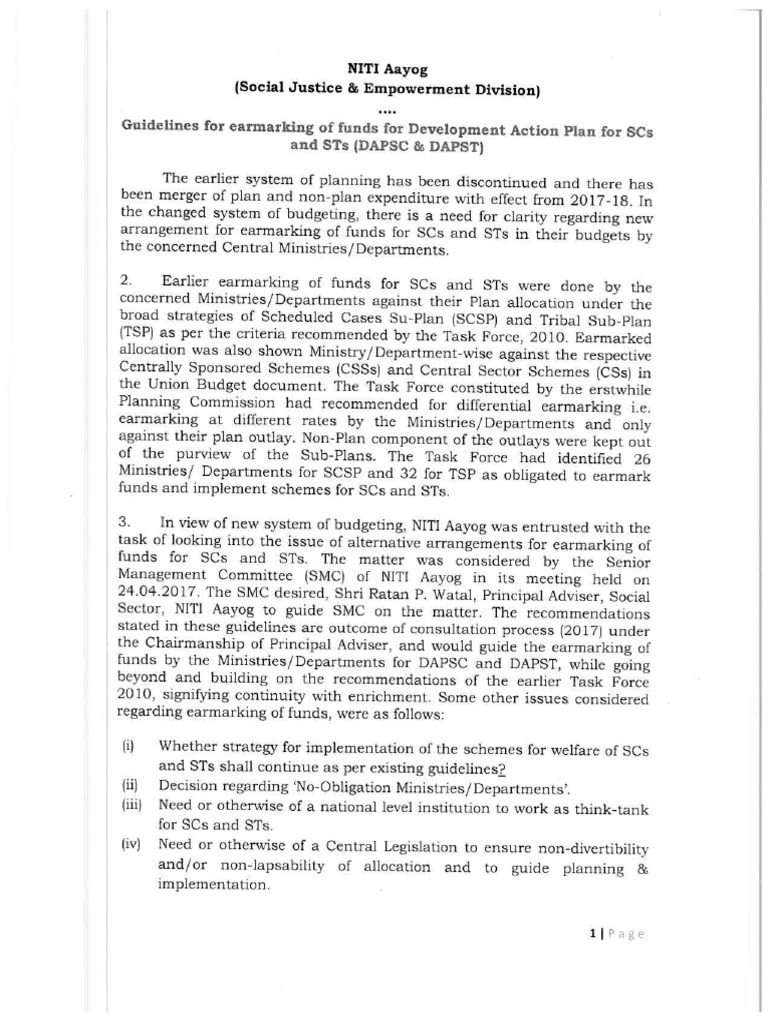 Guidelines-Earmarking DAPSC DAPST | PDF
