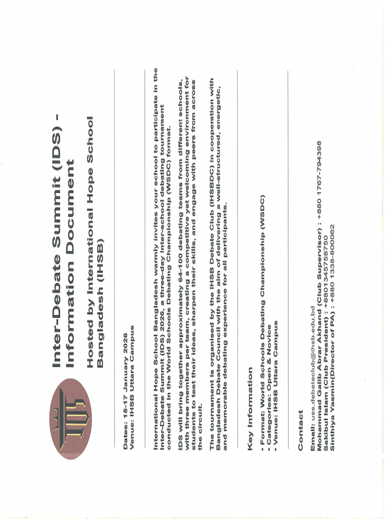 IHSB Debate Invitation | PDF