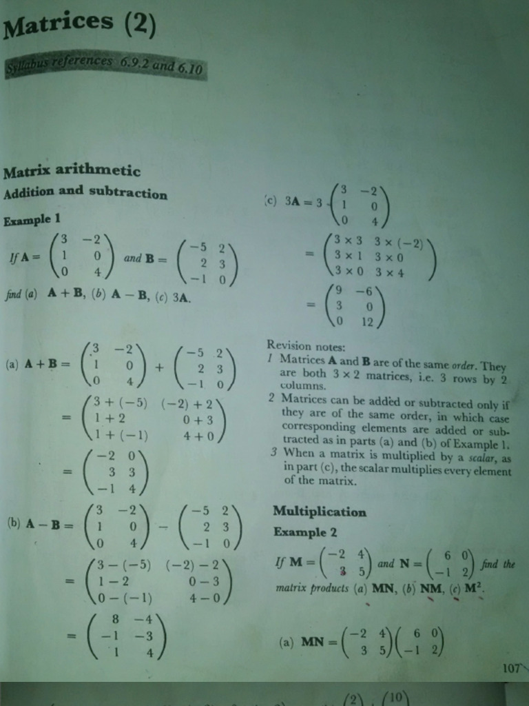 Maths Matrices | PDF