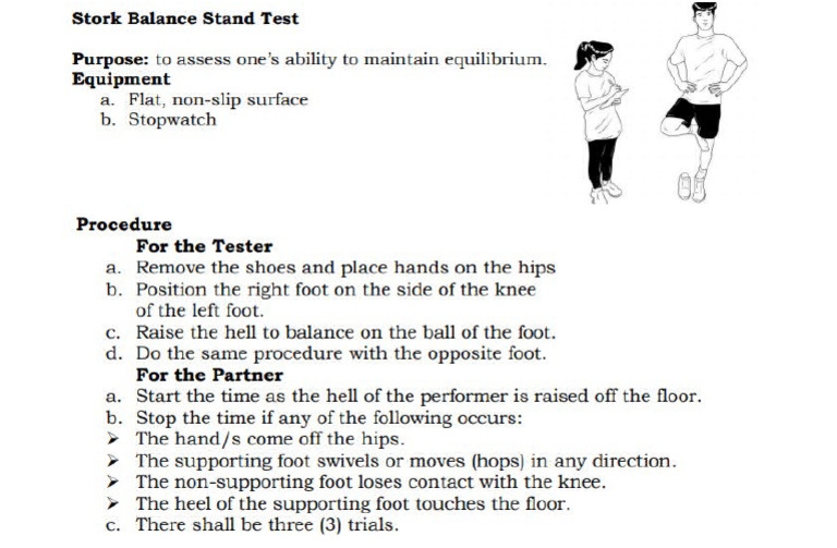 Stork Balance Stand Test | PDF