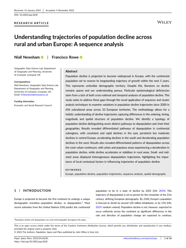 Understanding The Trajectories of Population Decline Across Rural and ...