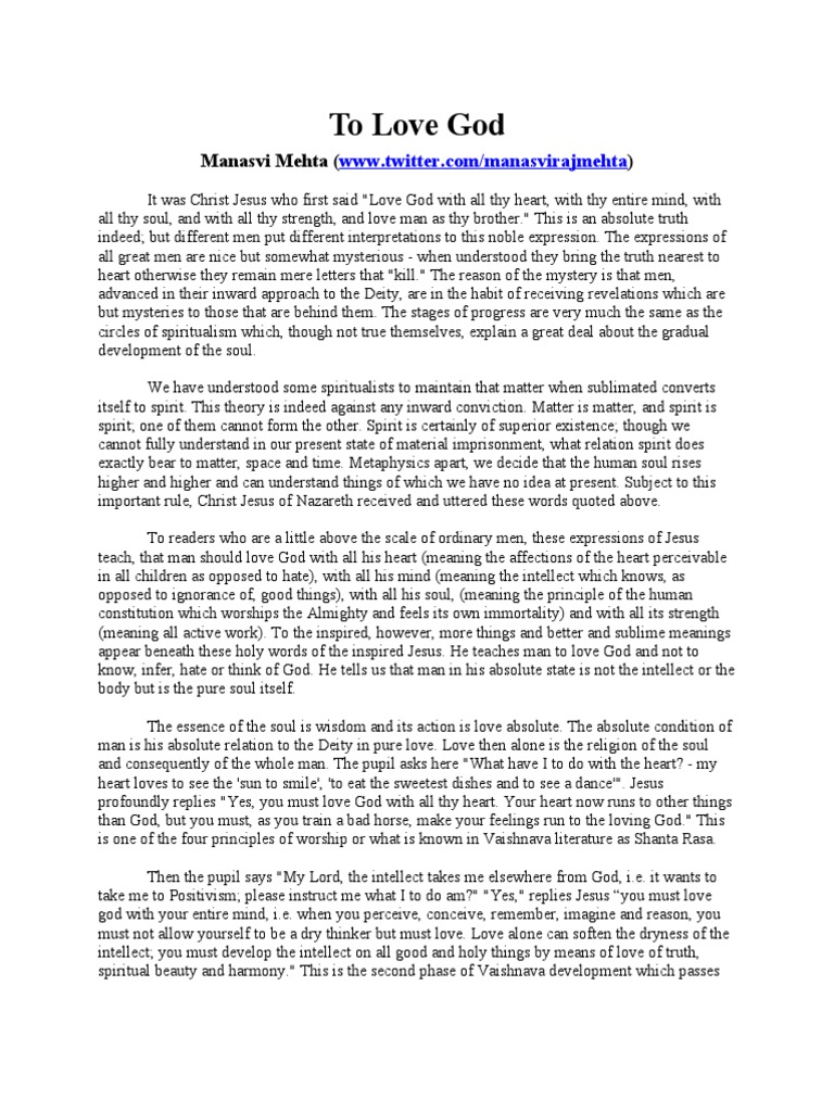 To Love God | PDF | Nous | Soul