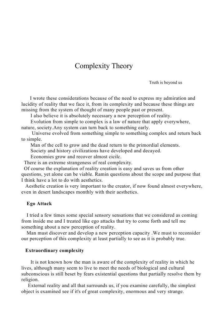 Complexity Theory | PDF | Reality | Aesthetics