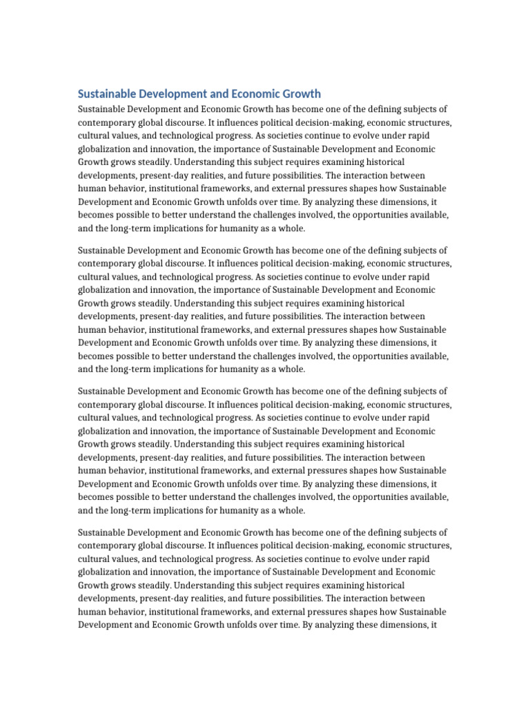 Sustainable Development and Economic Growth 1500 Words | PDF ...