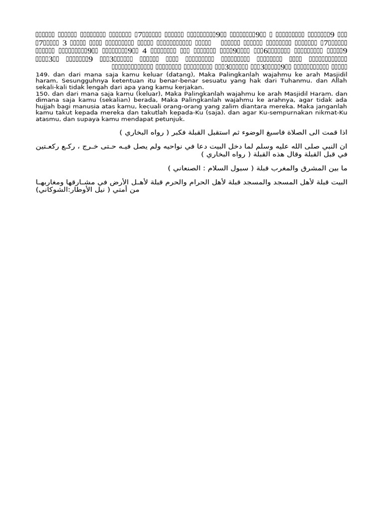 Ayat-hadis Arah Kiblat | PDF