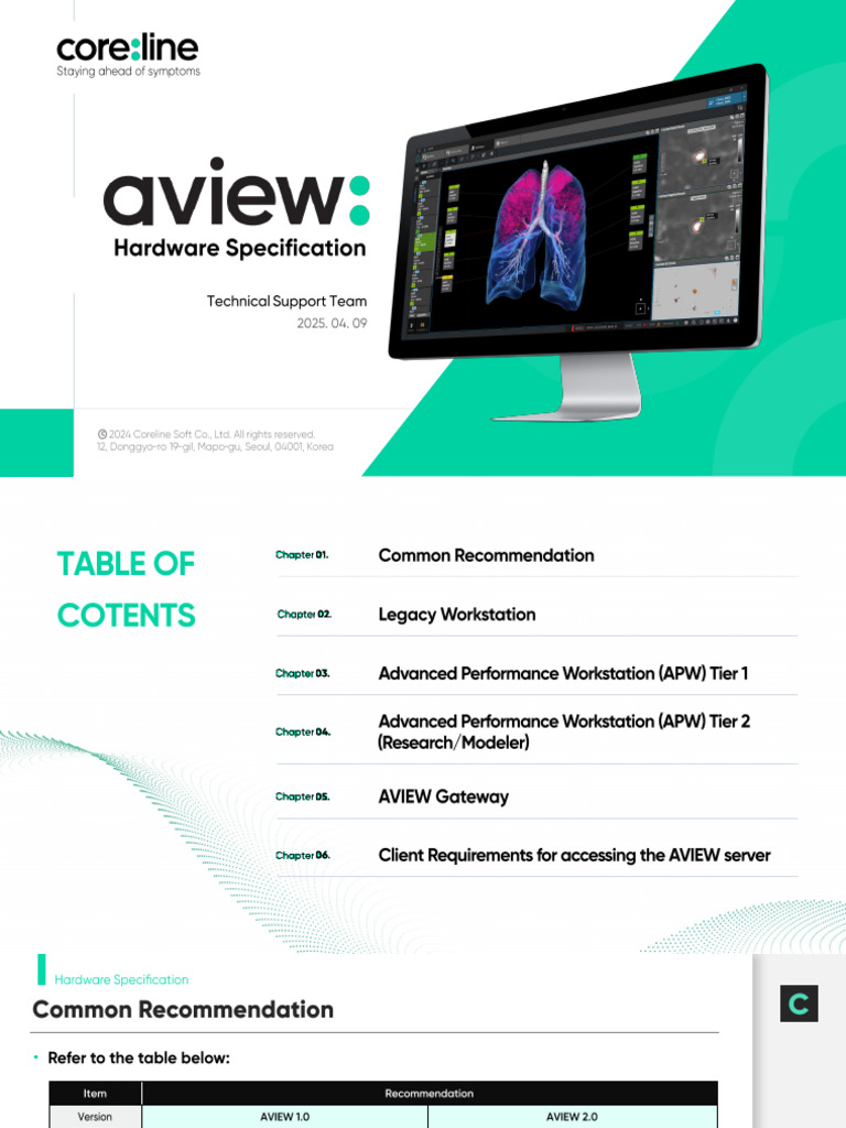 AVIEW Recommended Hardware Specification 1.1.47 - April09.2025 | PDF