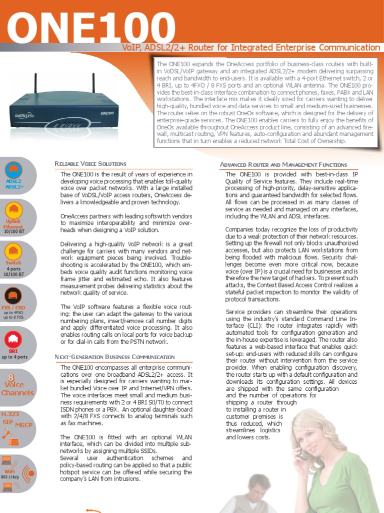 Datas One100 1e | PDF | Voice Over Ip | Router (Computing)
