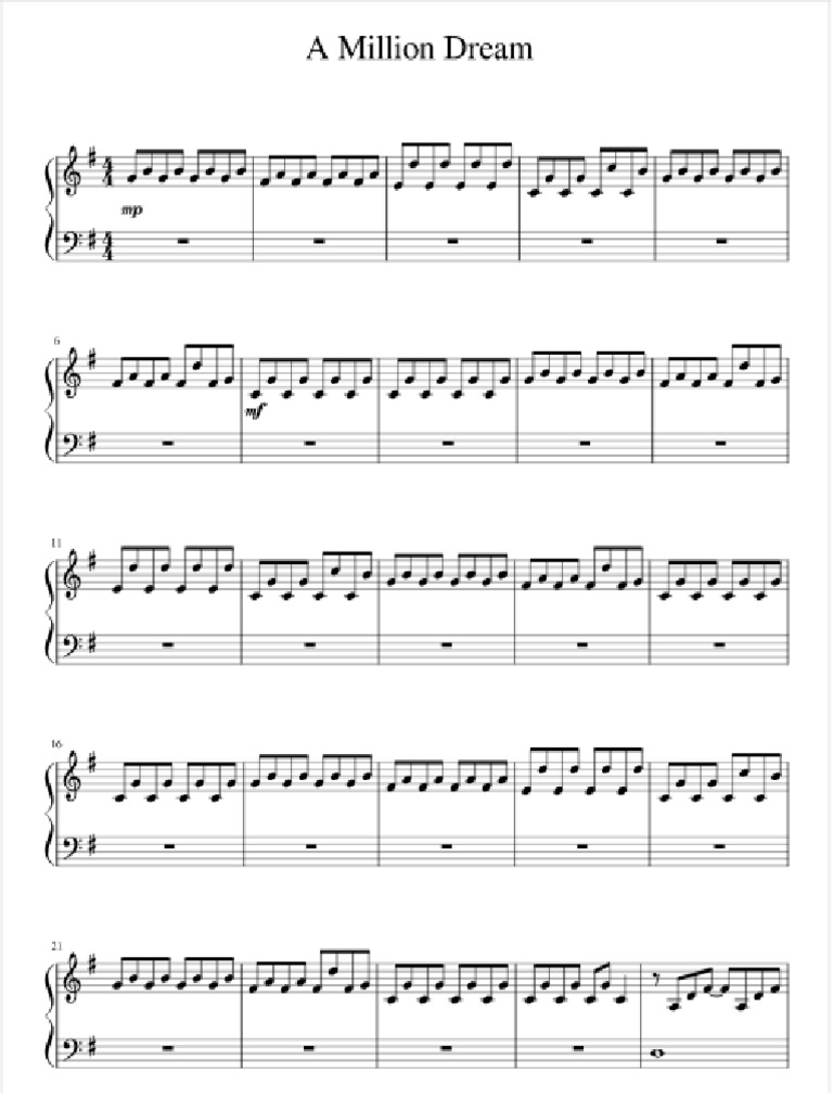 A Million Dreams Piano Sheet | PDF
