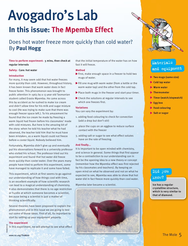 The Mpemba Effect Experiment Guide | PDF