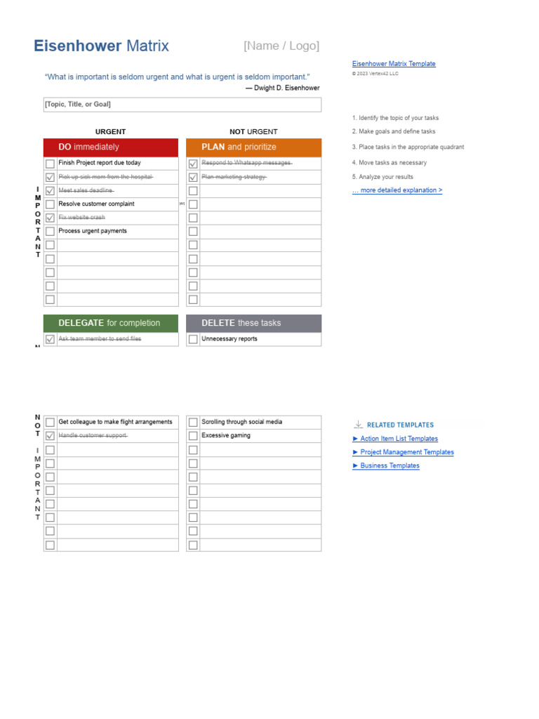 Victor's Eisenhower-Matrix | PDF | Time Management | Professional Skills