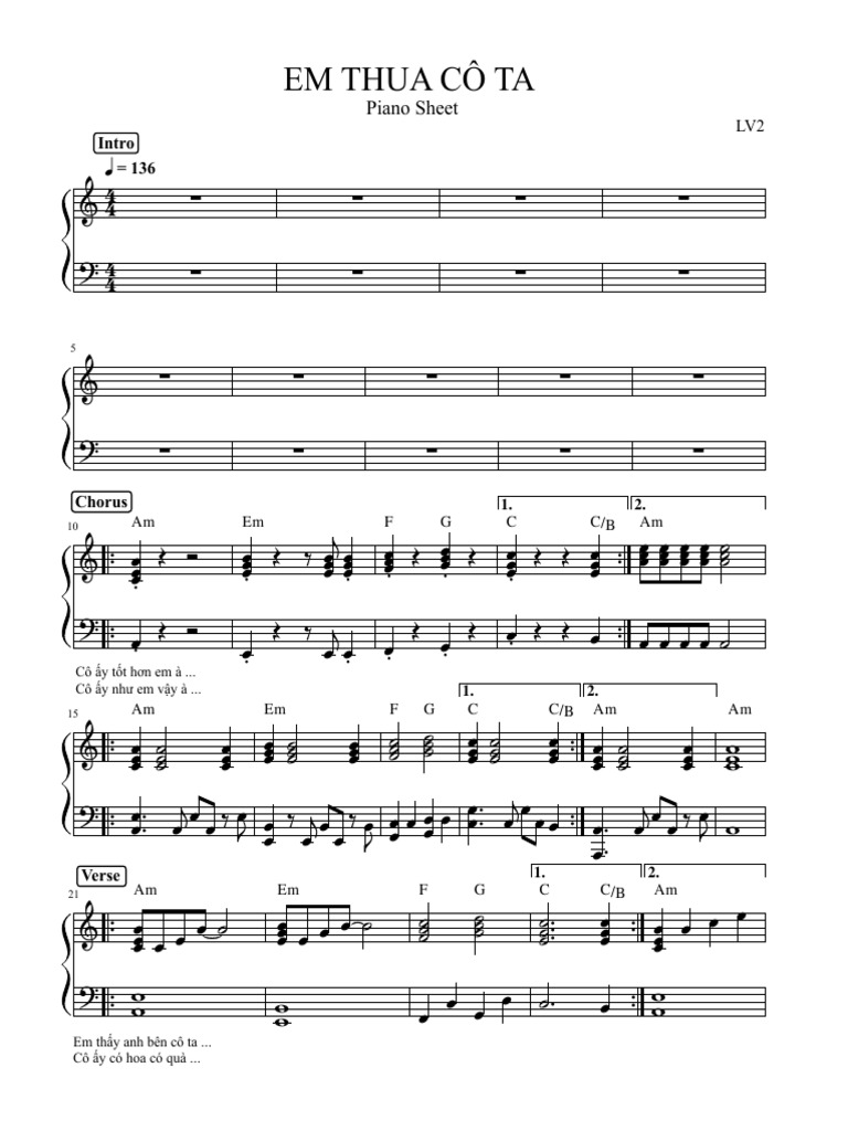 EM - THUA - CÔ - TA Piano | PDF