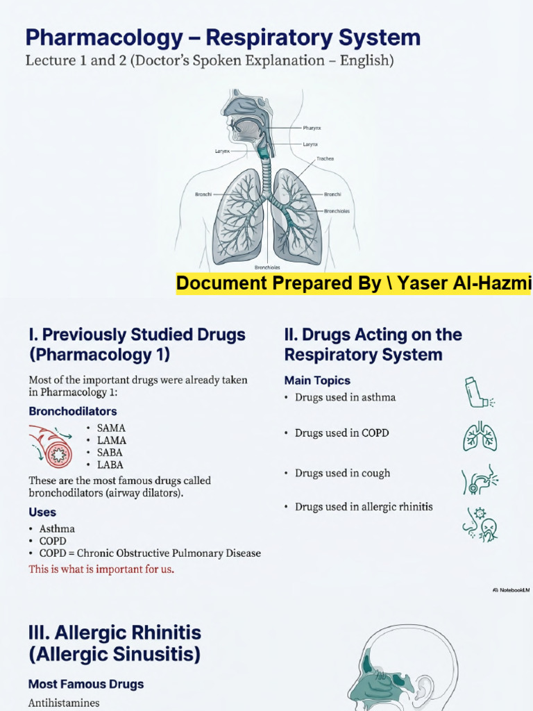 Essential drugs for respiratory disease Pharmacology | PDF