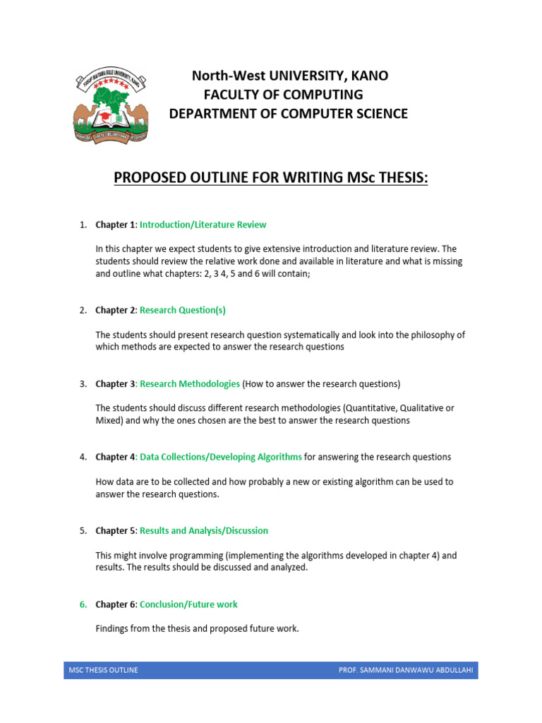MSc Thesis Outline | PDF