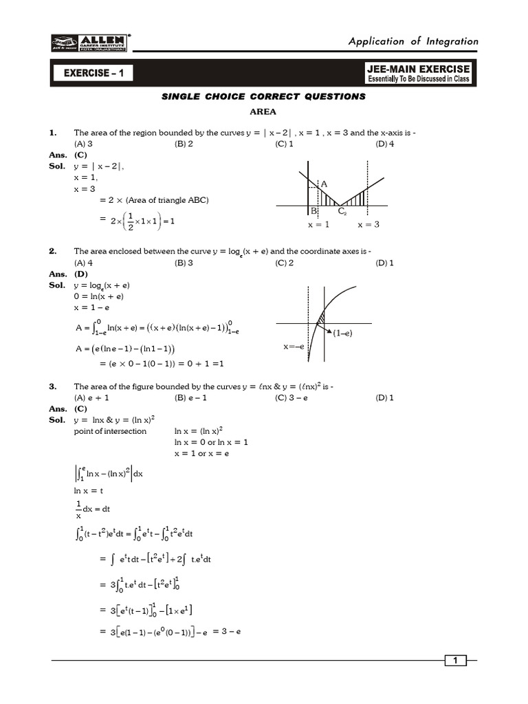 Exercise Application of Integration | PDF | Area | Elementary Geometry