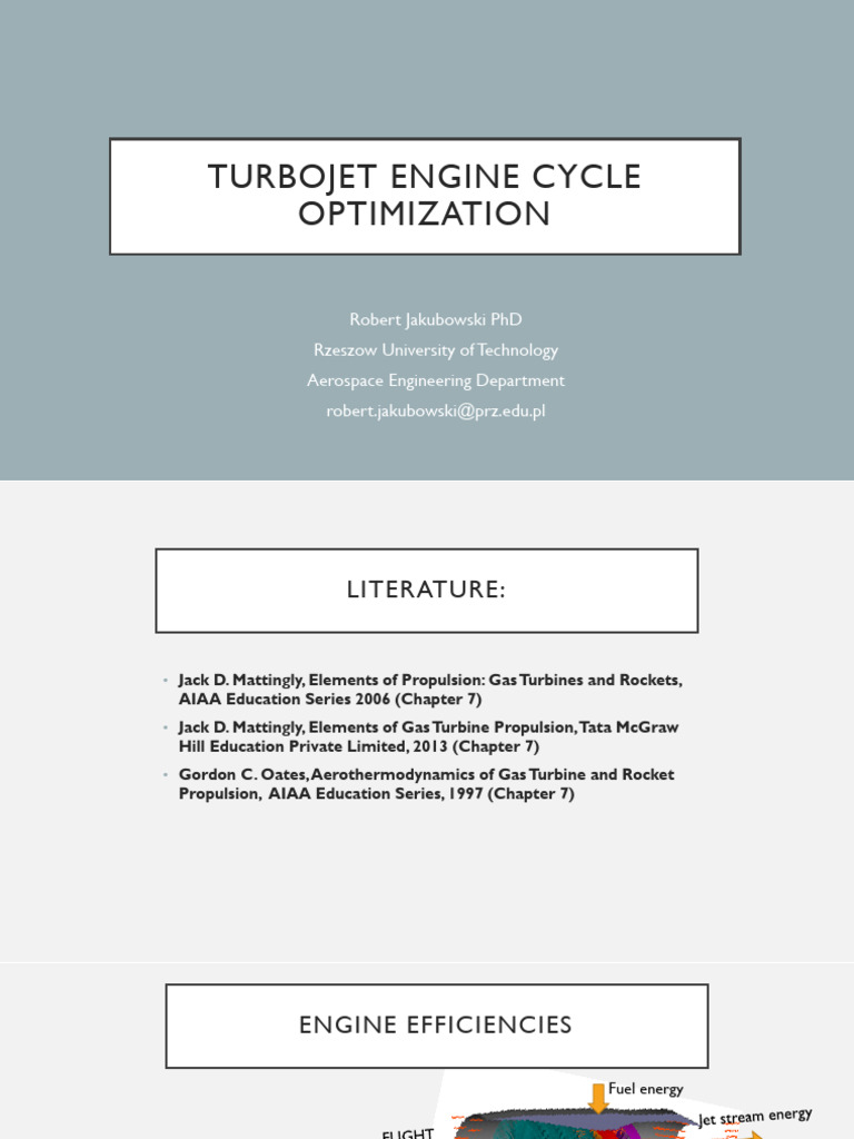 Turbojet Engine Theory Cycle Opt 5 | PDF | Gas Turbine | Engines