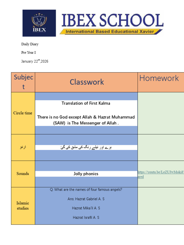 Daily Diary Pre Year 1 Daisy January 22,2026 | PDF