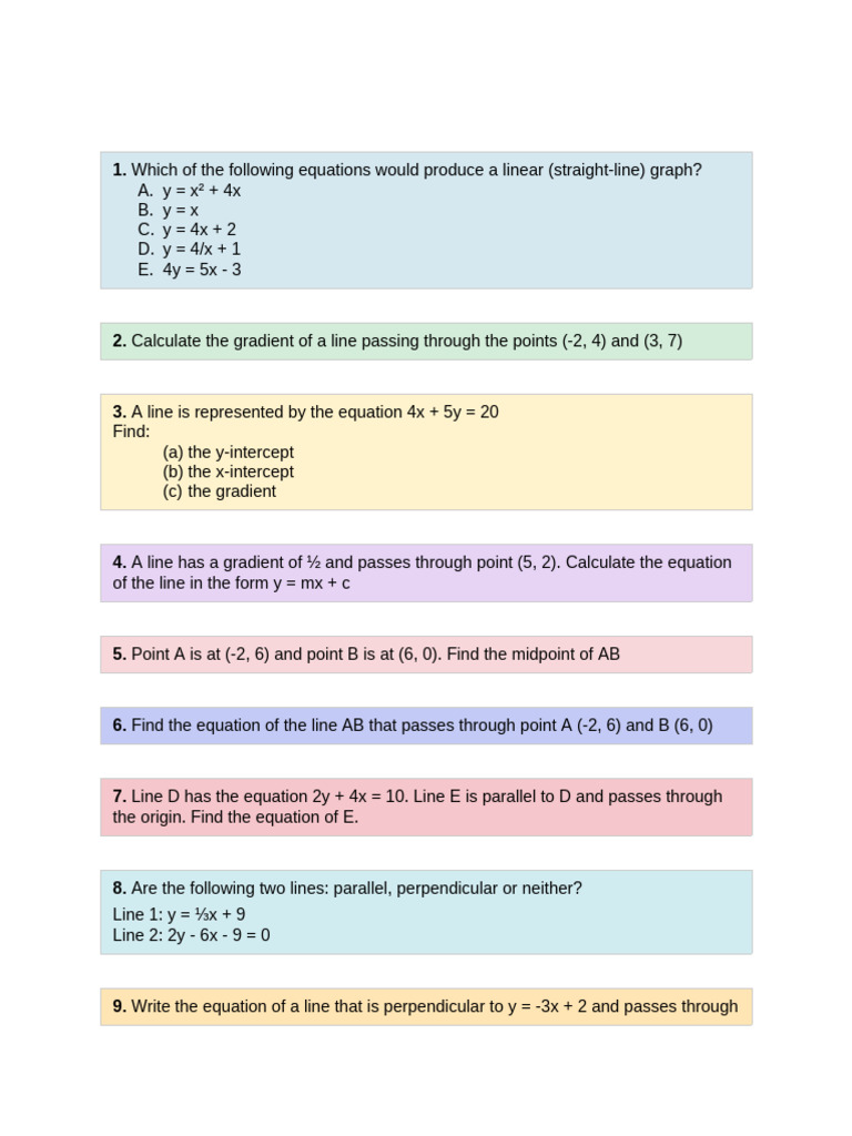 Linear Equations Practice | PDF