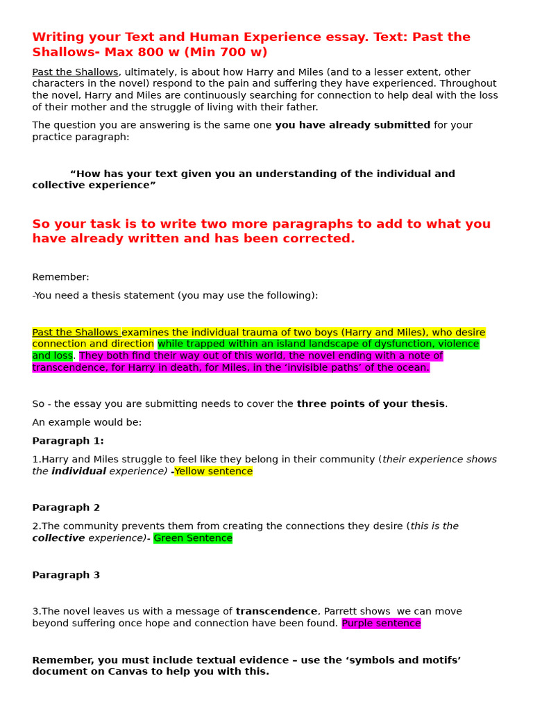 Writing Your TAHE Essay Past the Shallows | PDF